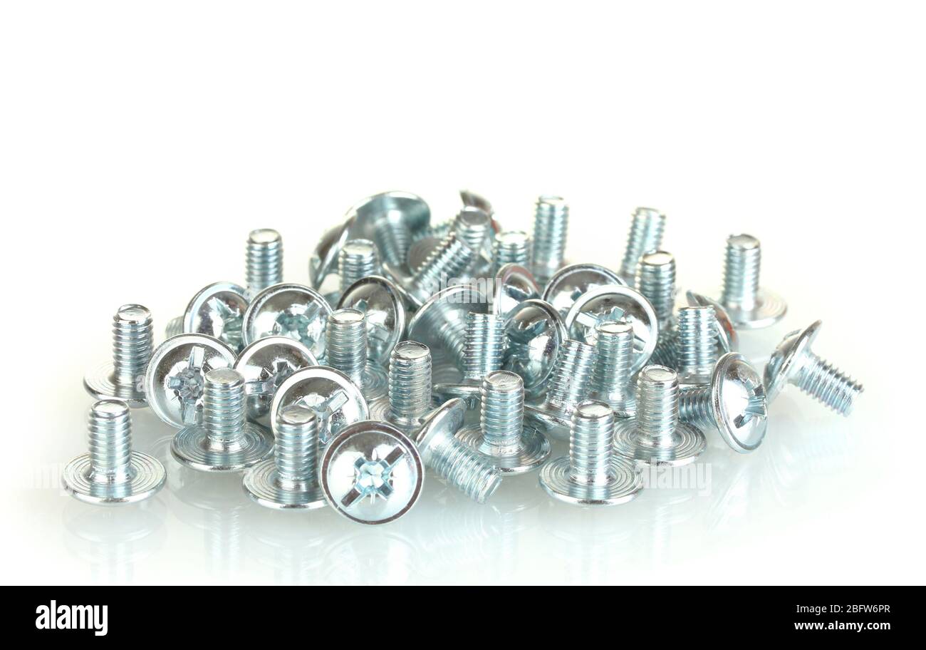 Chrome bolts isolated on white background close-up Stock Photo - Alamy