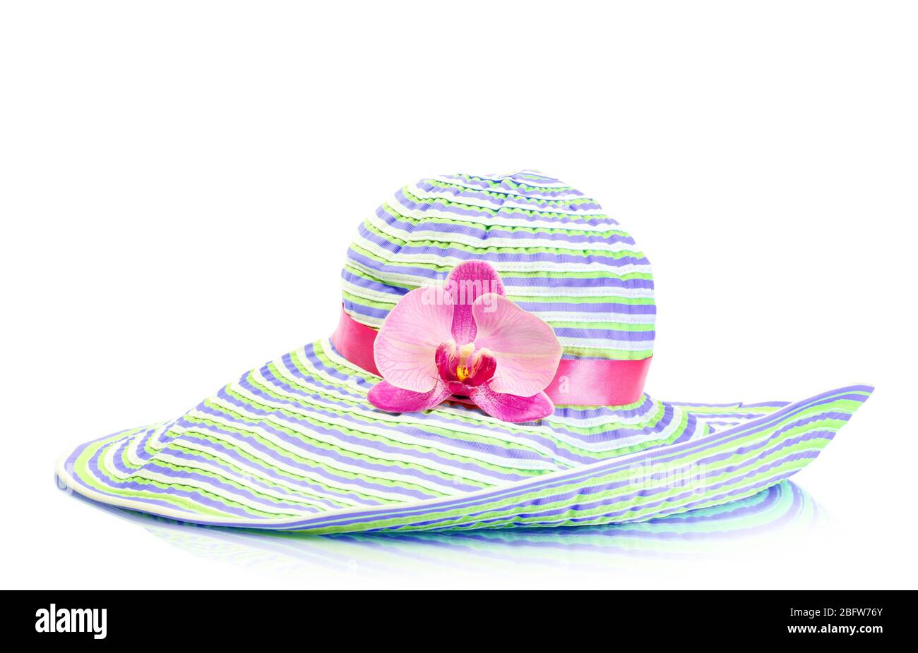 Beautiful woman summer hat isolated on white Stock Photo - Alamy
