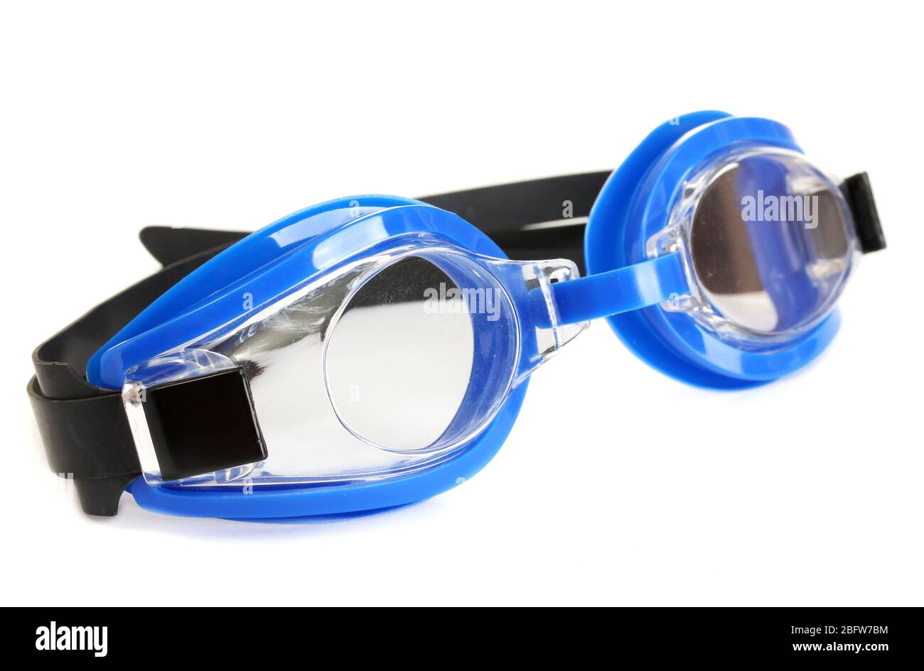 blue swim goggles isolated on white Stock Photo - Alamy