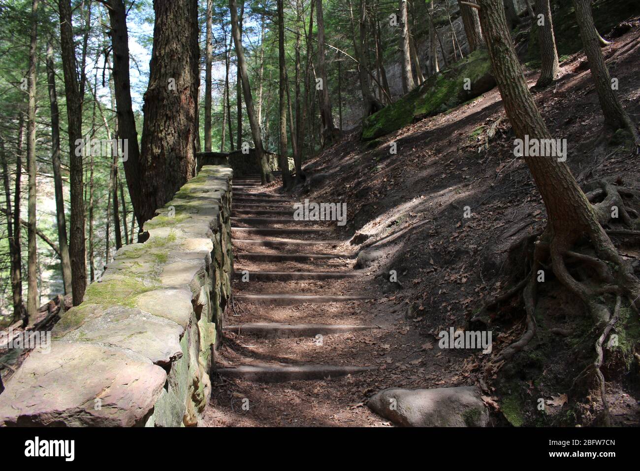 Old man cave walk trail and water fall in Ohio State,nature green ...