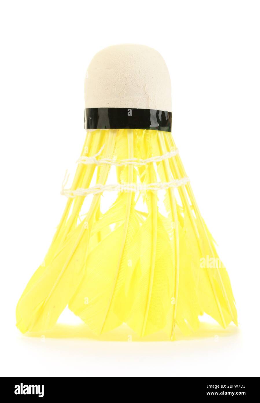 yellow feather shuttlecock isolated on white Stock Photo - Alamy