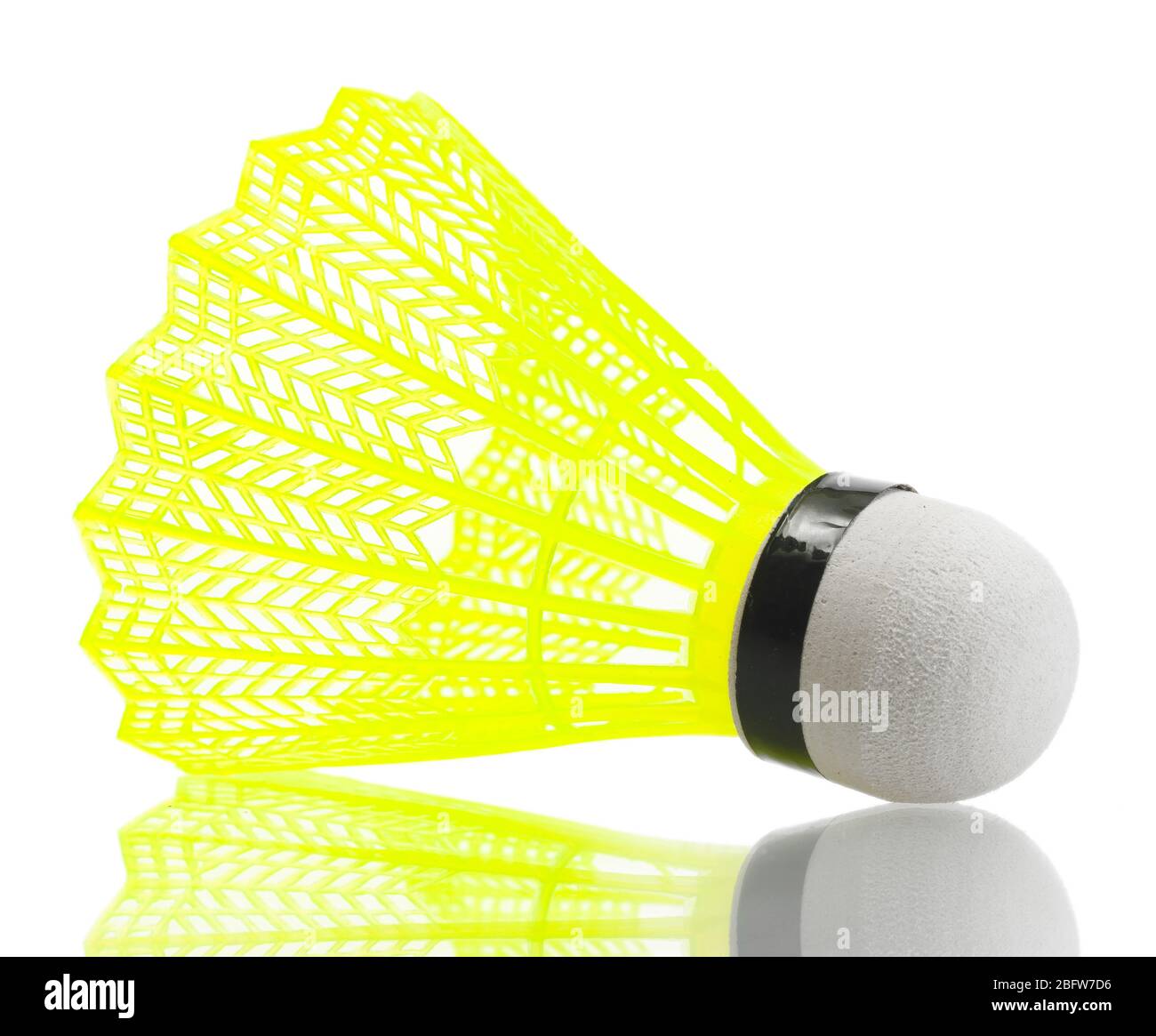 yellow plastic shuttlecock isolated on white Stock Photo - Alamy
