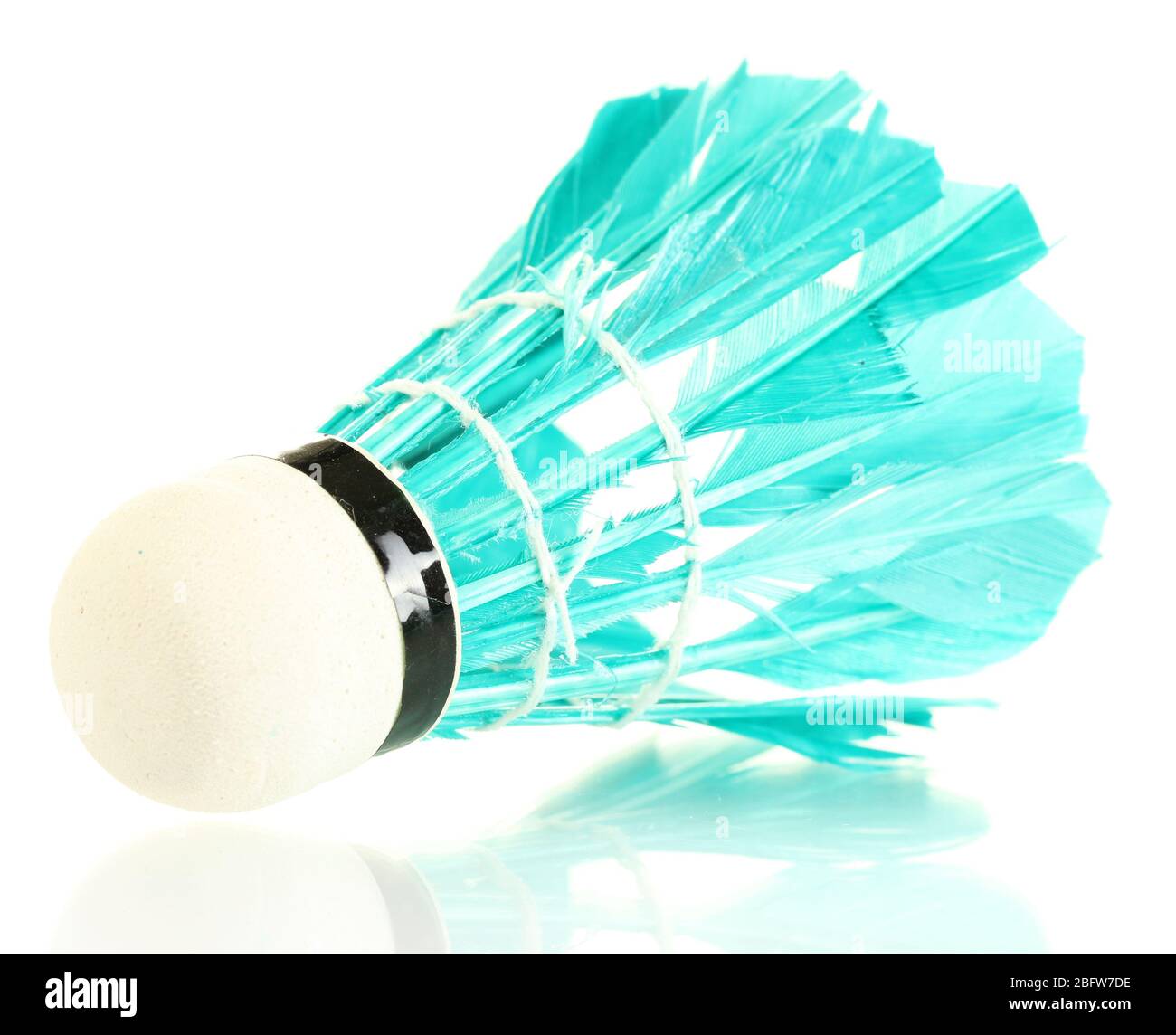 blue feather shuttlecock isolated on white Stock Photo - Alamy