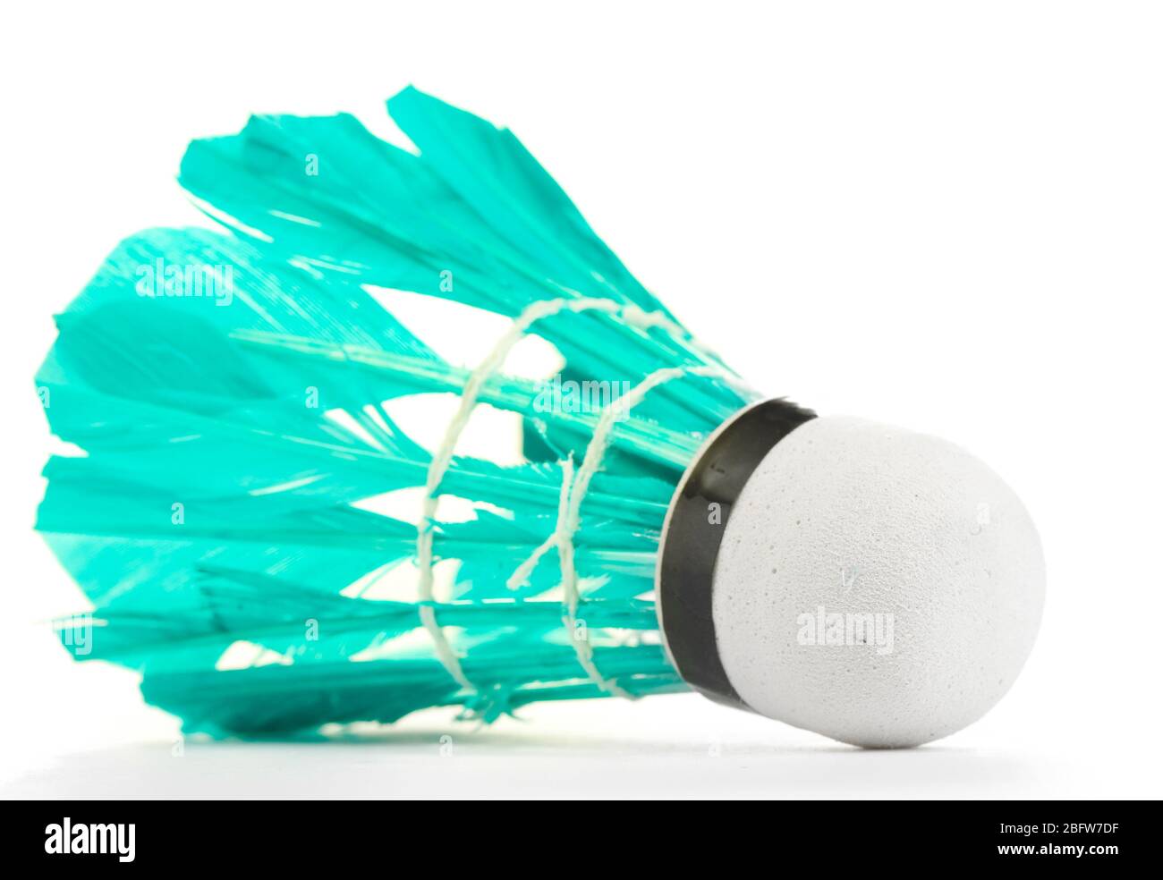 blue feather shuttlecock isolated on white Stock Photo - Alamy