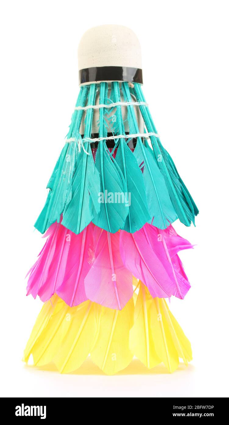 bright feather shuttlecocks isolated on white Stock Photo - Alamy