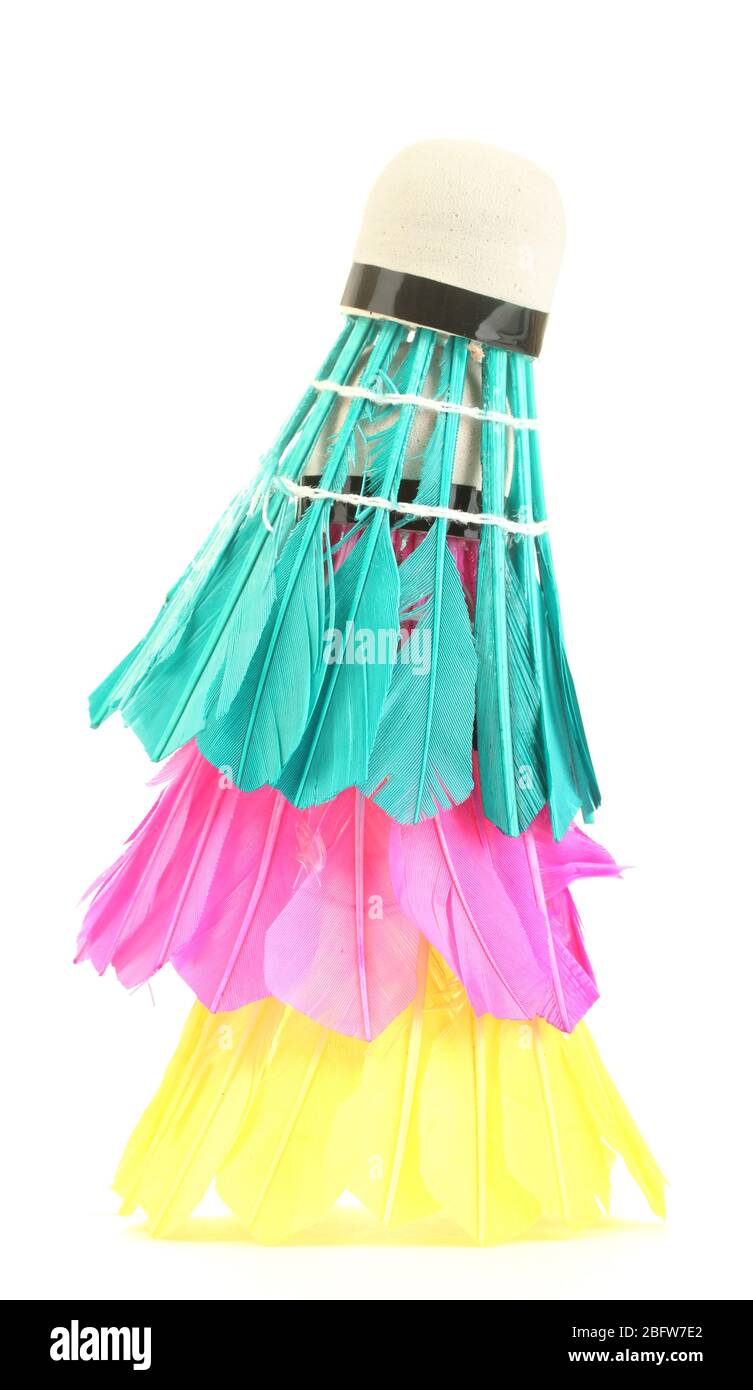bright feather shuttlecocks isolated on white Stock Photo - Alamy