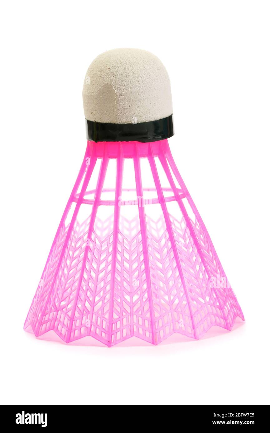 pink plastic shuttlecock isolated on white Stock Photo - Alamy