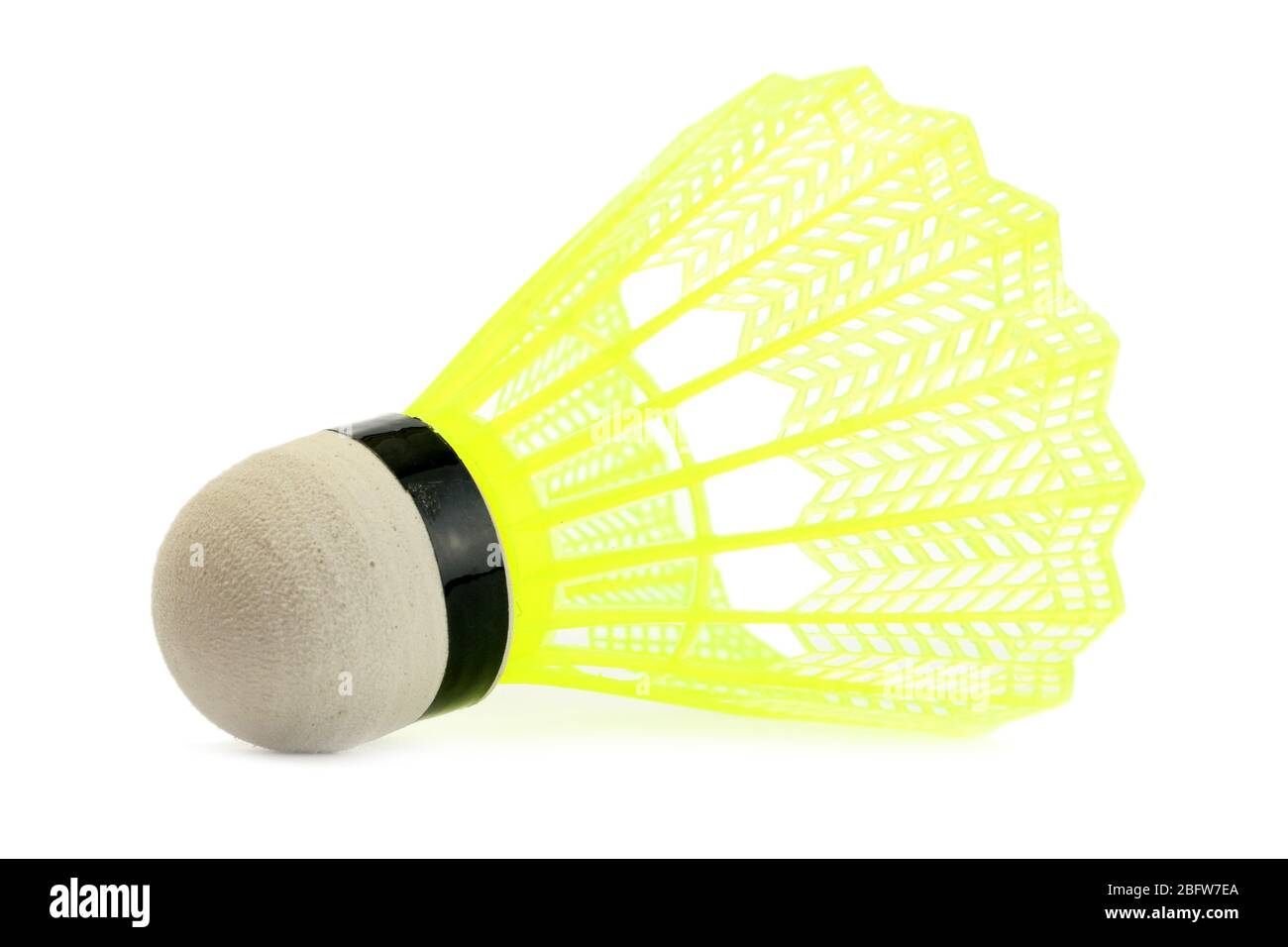 yellow plastic shuttlecock isolated on white Stock Photo - Alamy