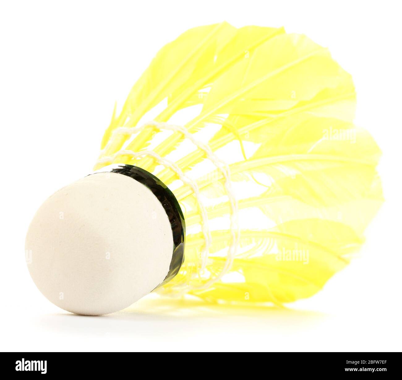 yellow feather shuttlecock isolated on white Stock Photo - Alamy