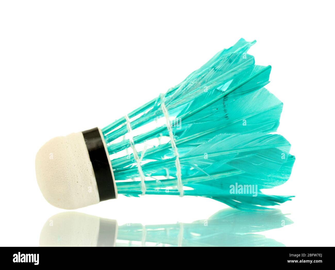 blue feather shuttlecock isolated on white Stock Photo - Alamy