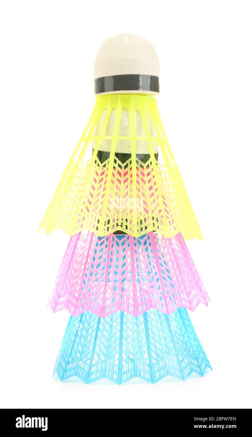 bright plastic shuttlecocks isolated on white Stock Photo - Alamy
