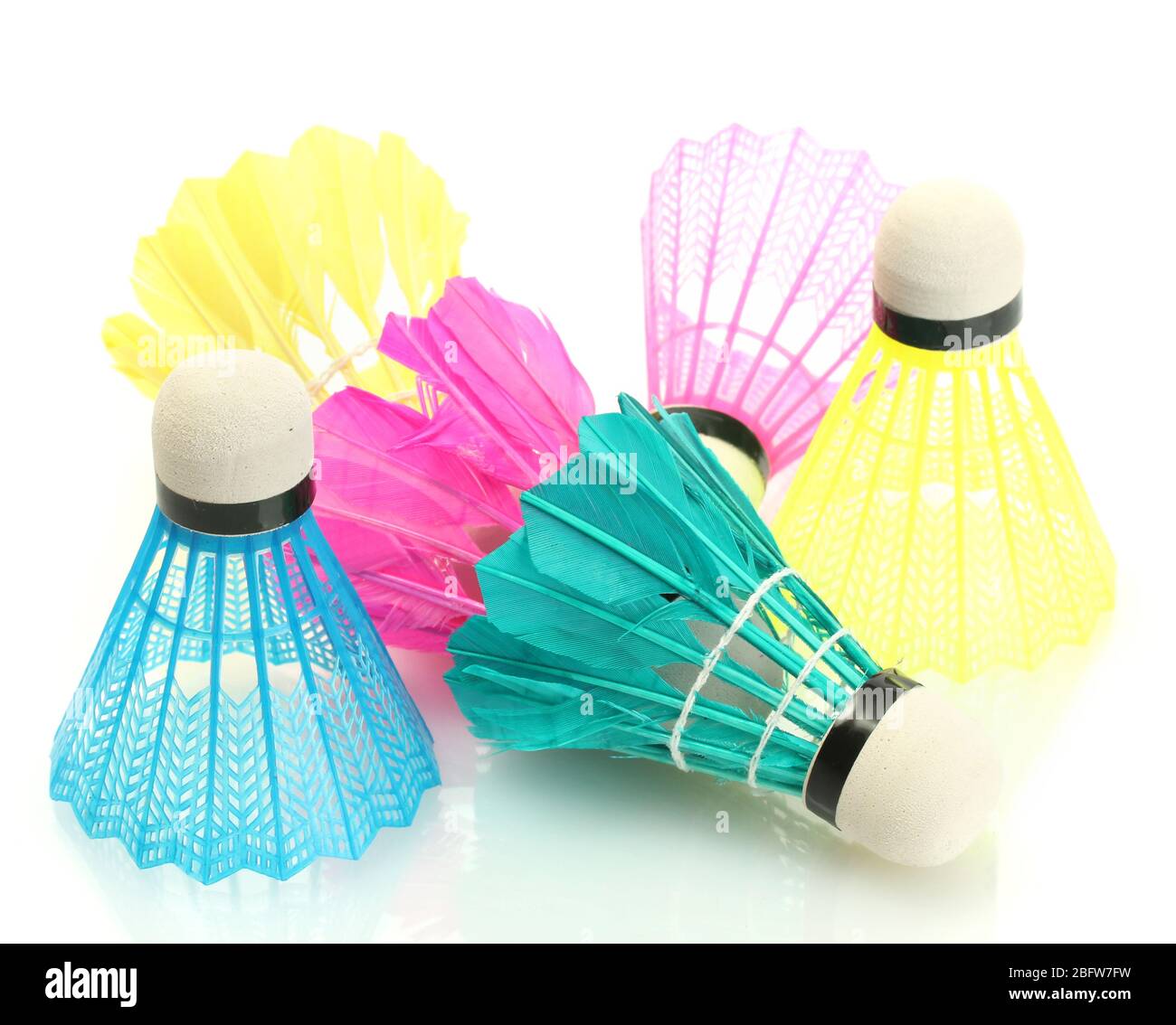 bright shuttlecocks isolated on white Stock Photo - Alamy