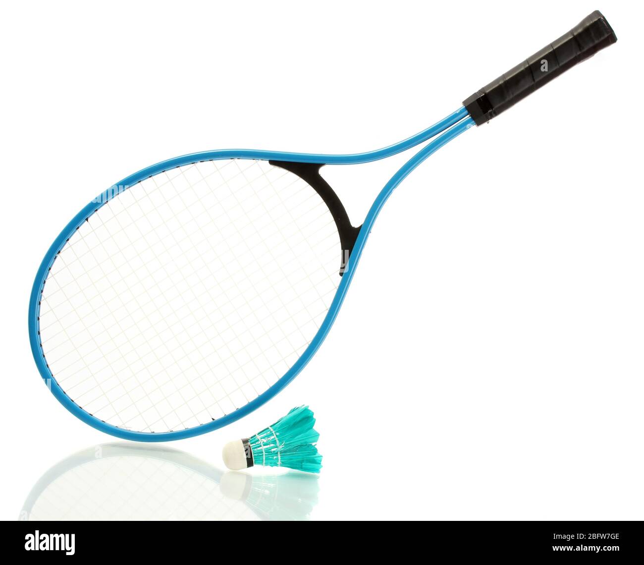 Badminton racket and shuttlecock isolated on white Stock Photo - Alamy