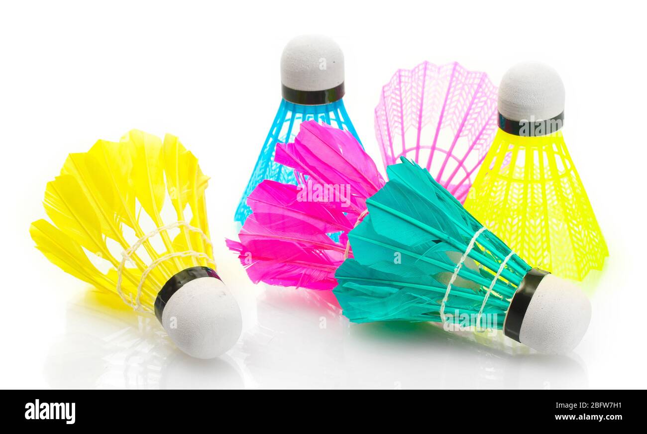 bright shuttlecocks isolated on white Stock Photo - Alamy