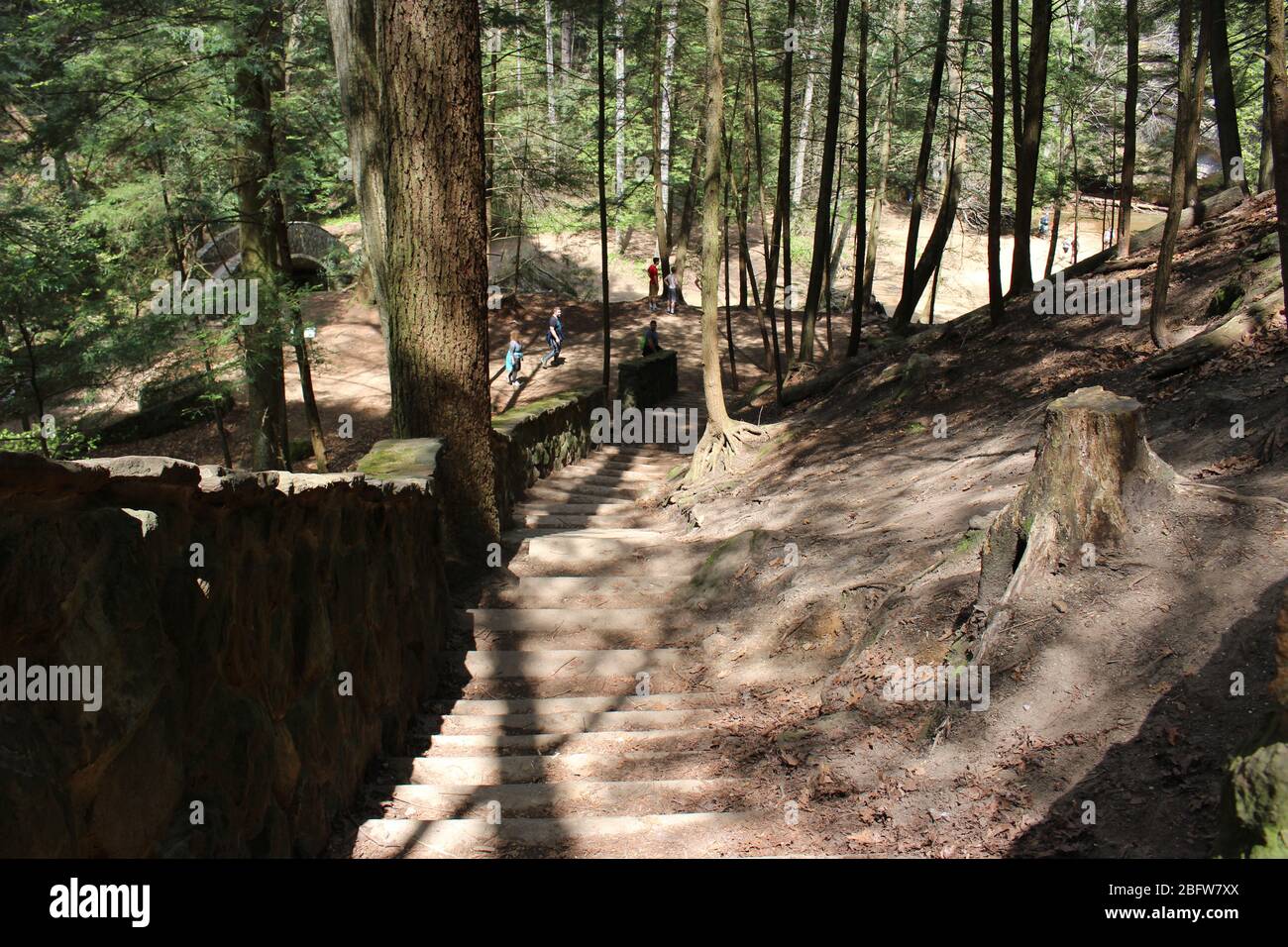 Old man cave walk trail and water fall in Ohio State,nature green ...
