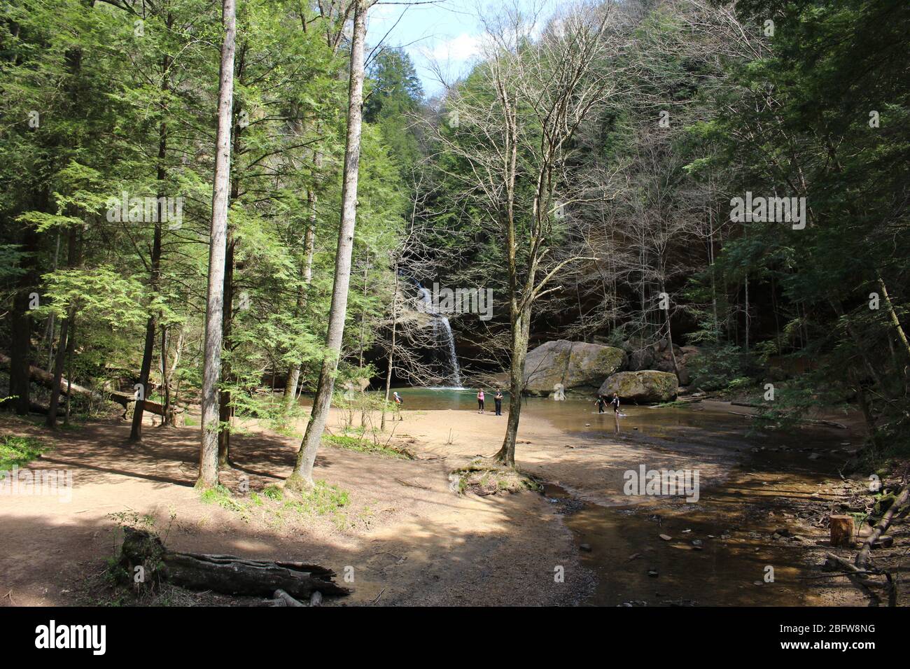 Old man cave walk trail and water fall in Ohio State,nature green ...