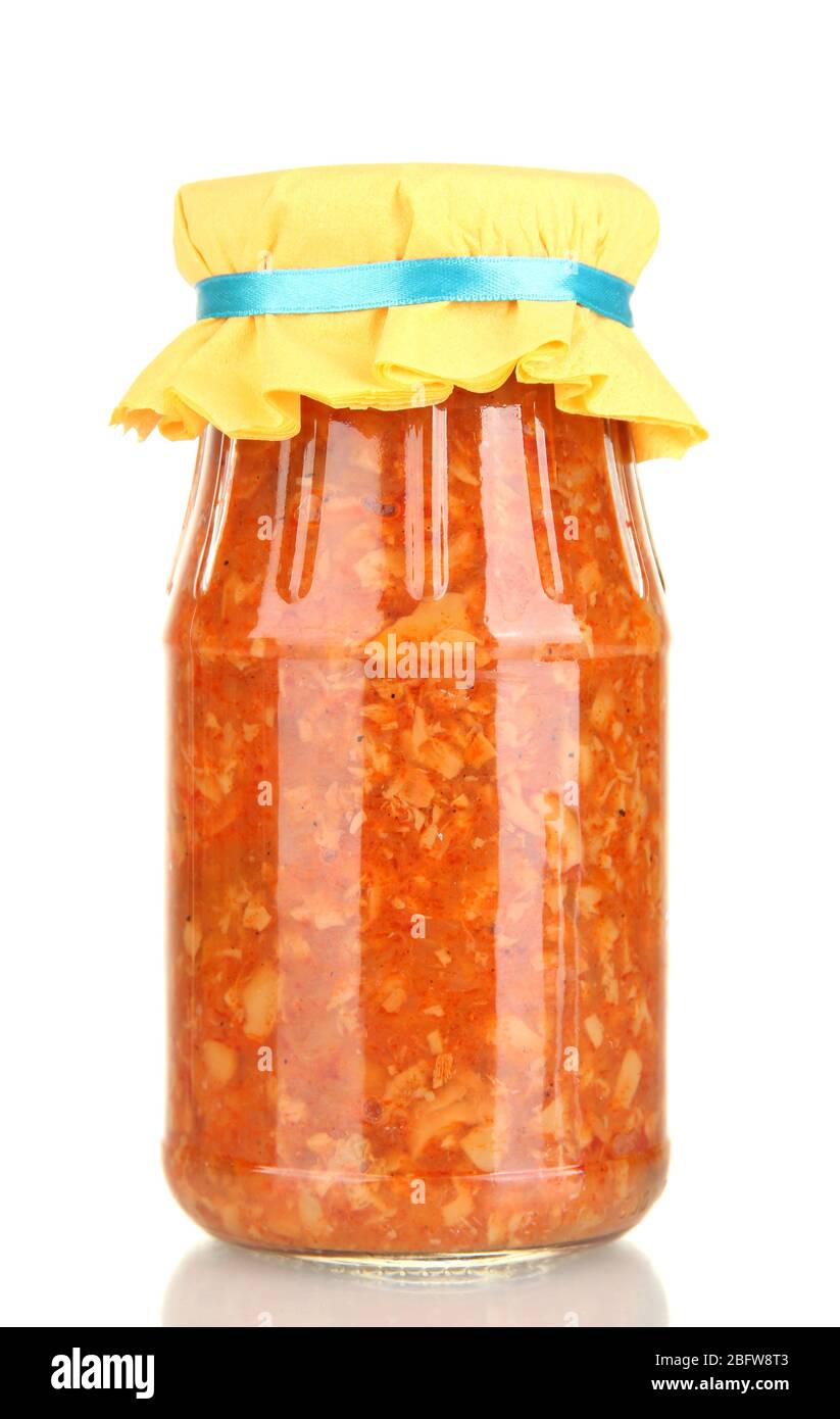 Jar with canned lecho isolated on white Stock Photo - Alamy