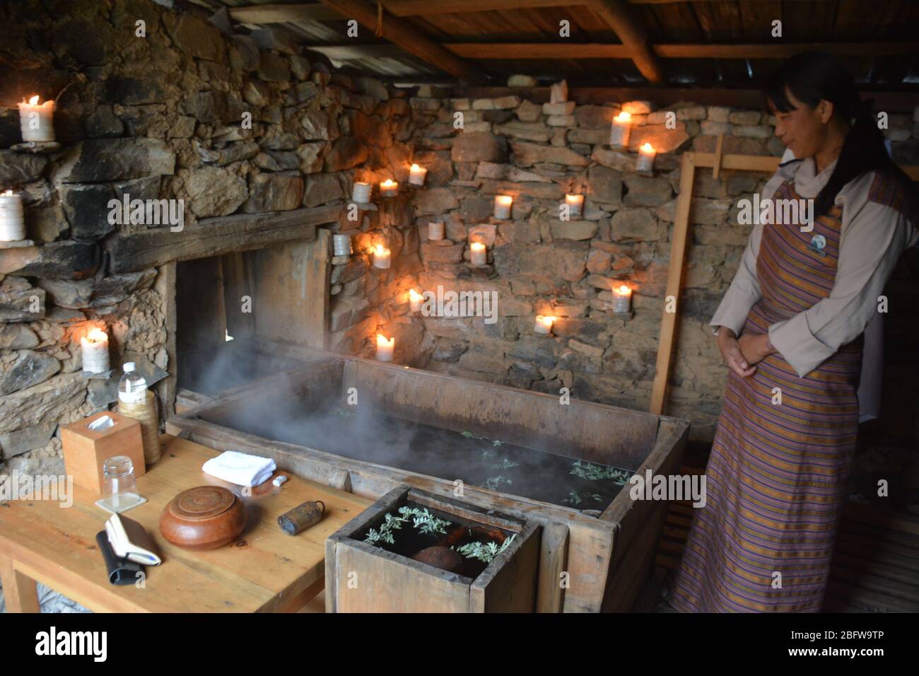 A traditional hot stone bath complete with a campfire and views of the ...