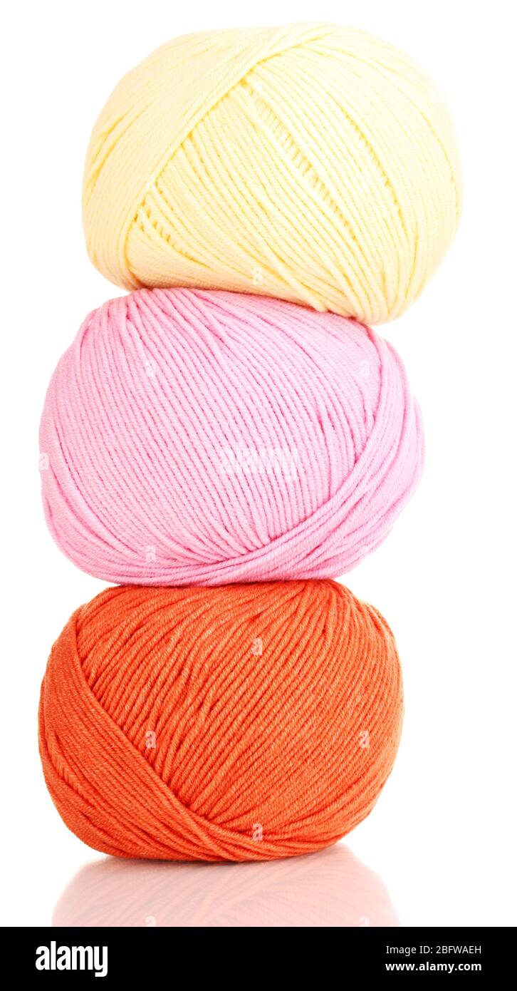 Knitting yarn isolated on white Stock Photo - Alamy