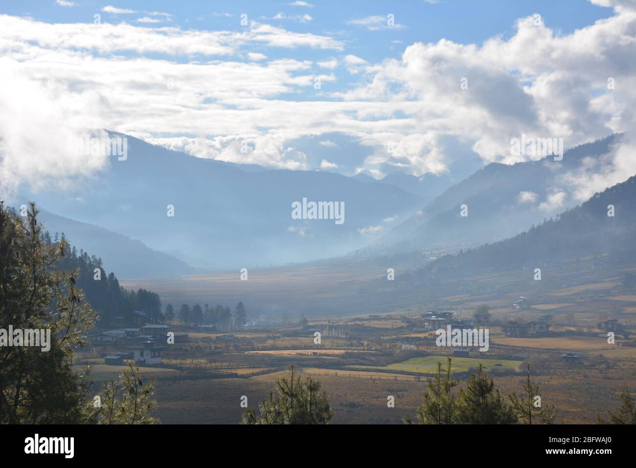 The Phobjikha Valley in Bhutan is a protected area Stock Photo - Alamy