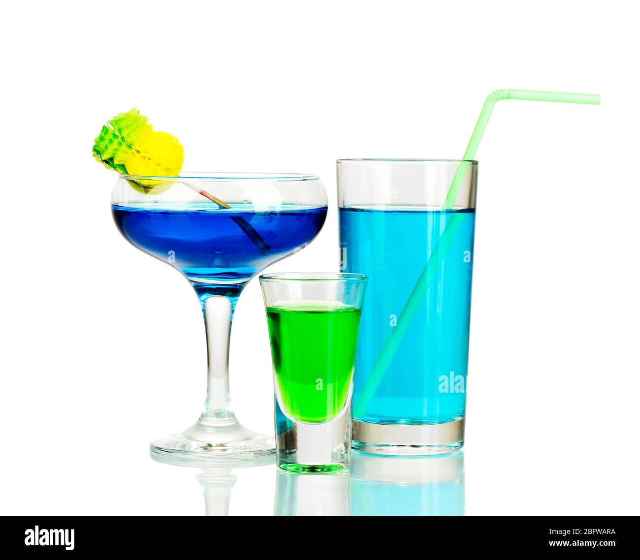 a variety of alcoholic drinks isolated on white Stock Photo - Alamy