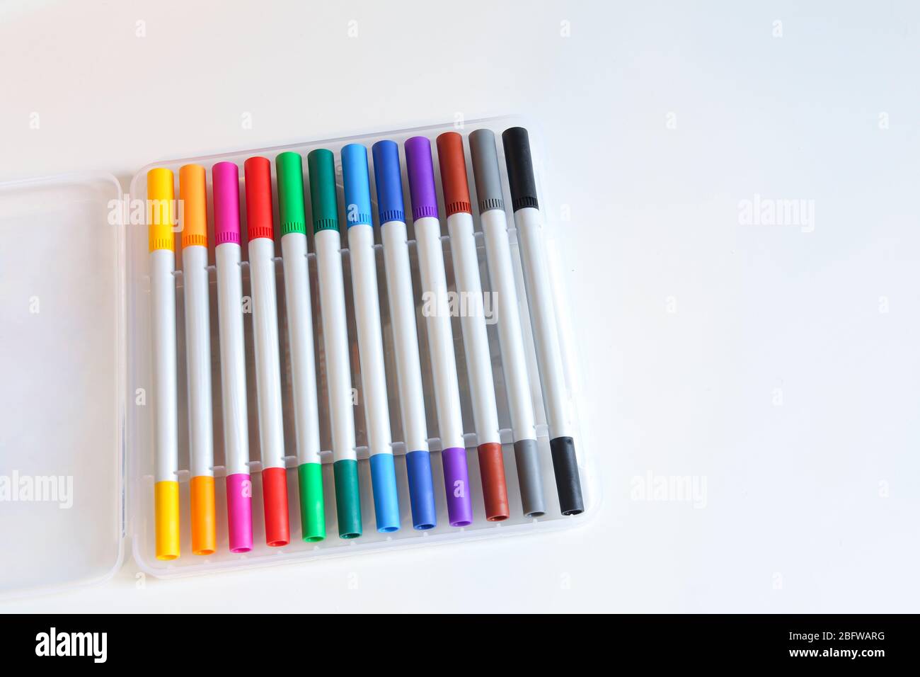 Color Markers in a White Background Stock Photo - Alamy