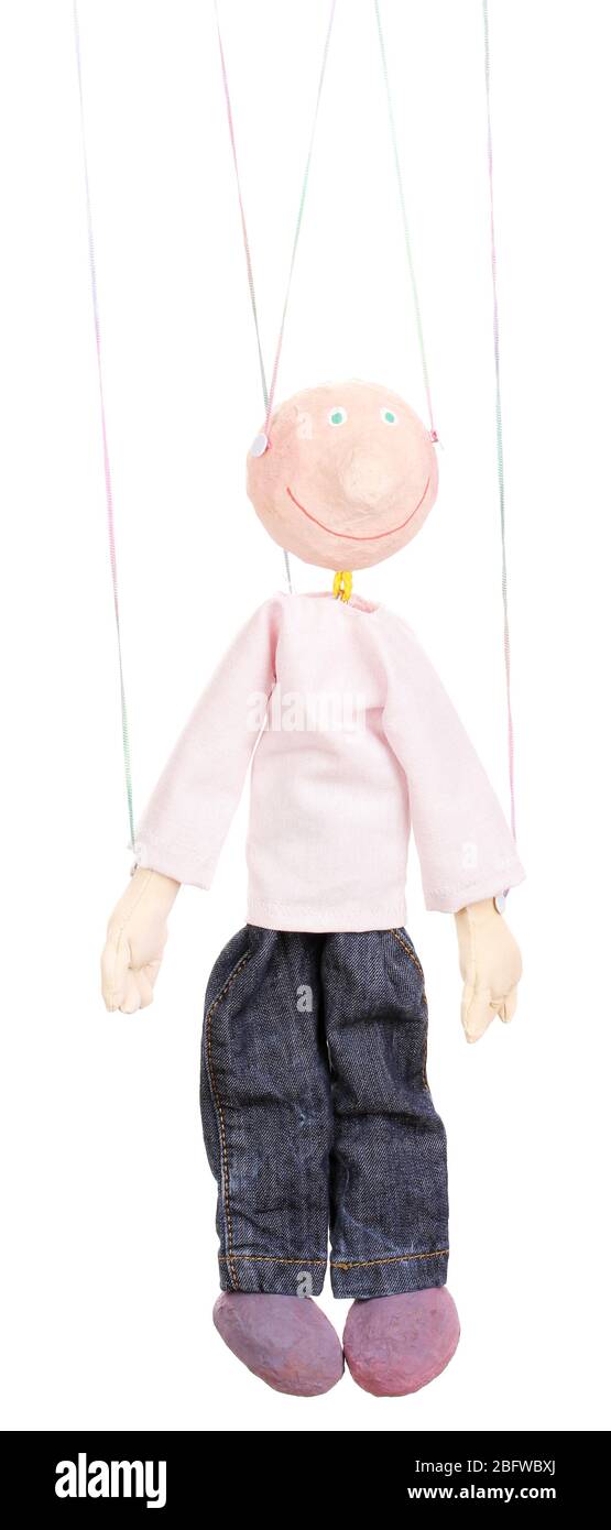 Wooden puppet isolated on white Stock Photo - Alamy
