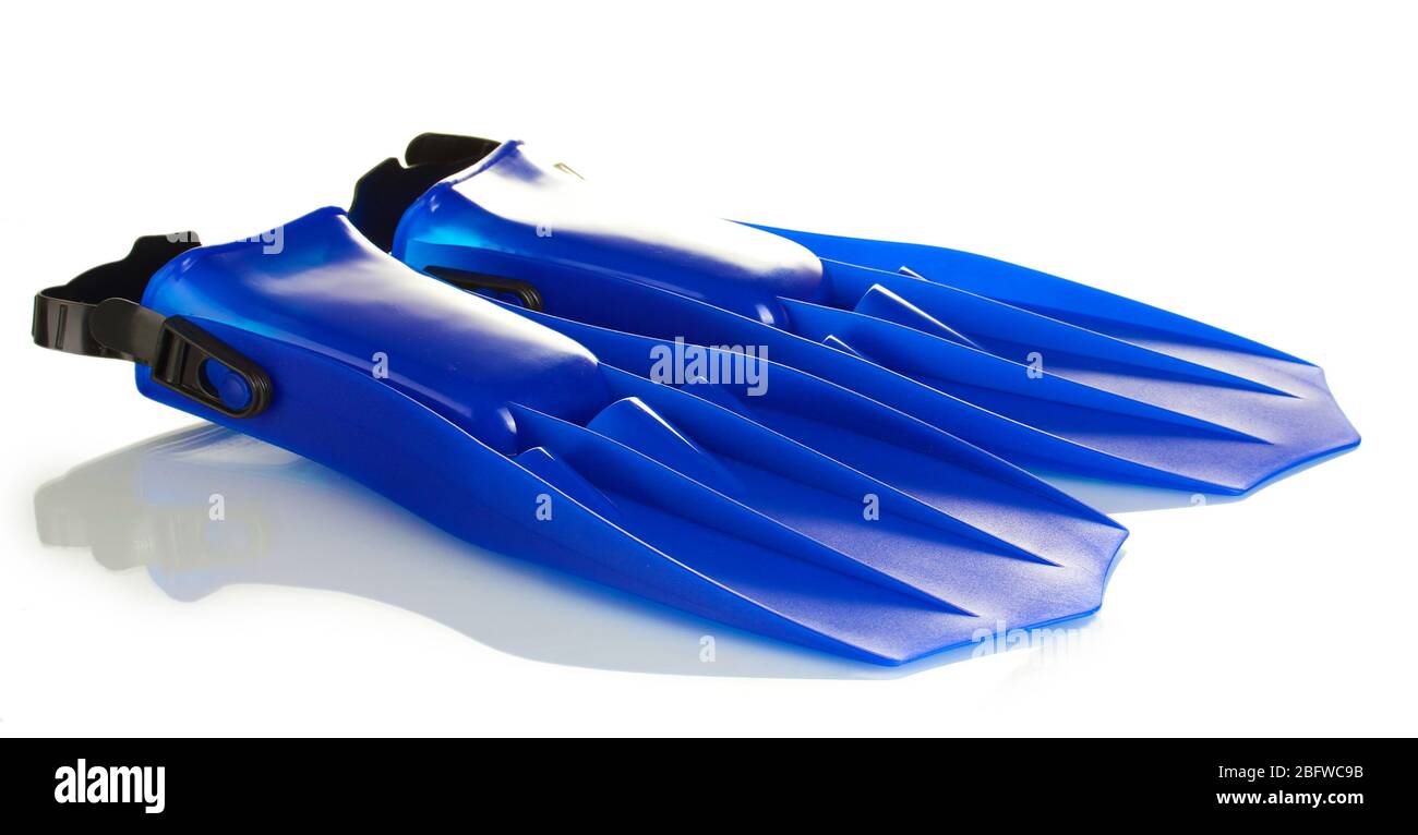 blue flippers isolated on white Stock Photo - Alamy