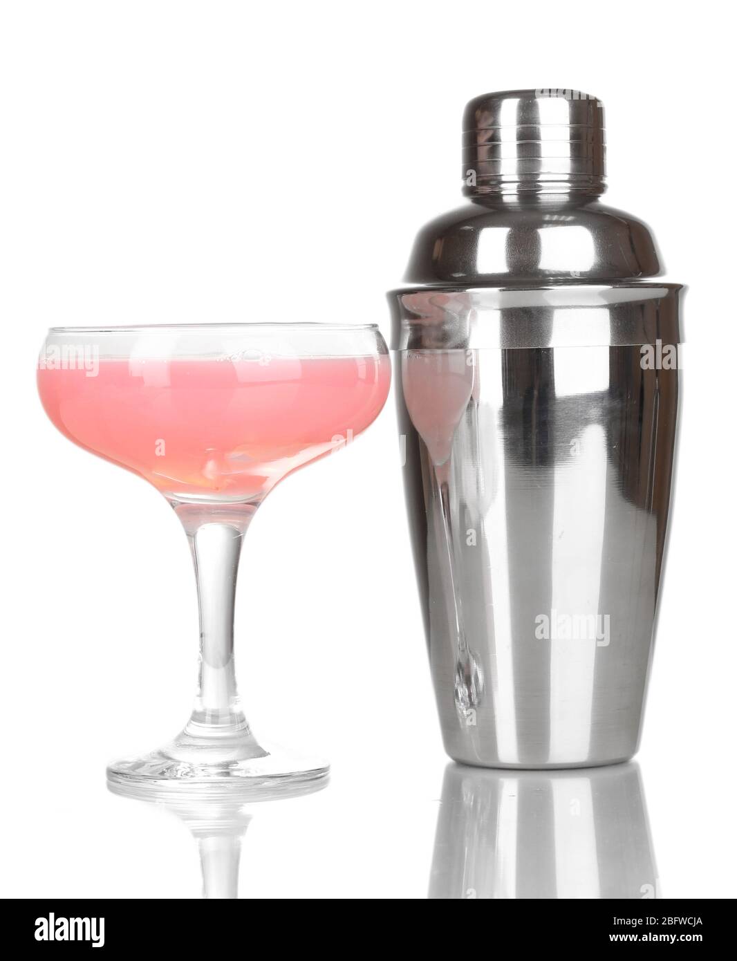 Tasty pink cocktail isolated on white Stock Photo - Alamy