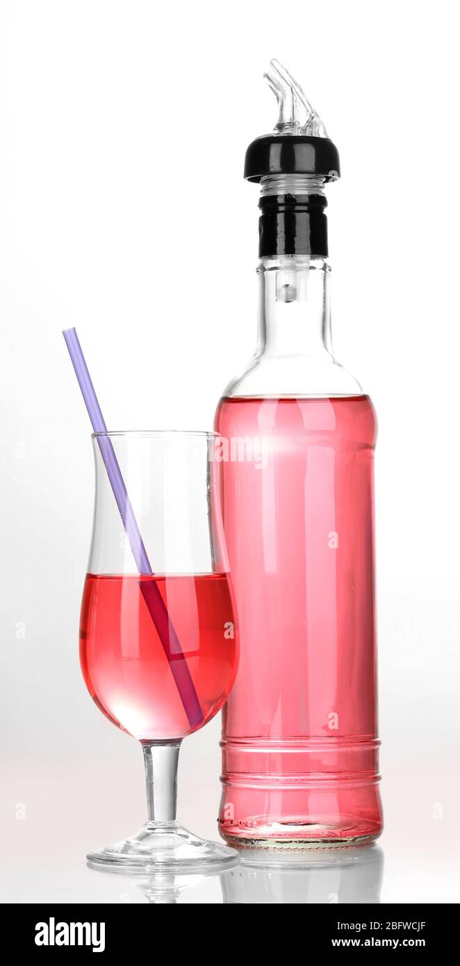 Tasty pink cocktail isolated on white Stock Photo - Alamy