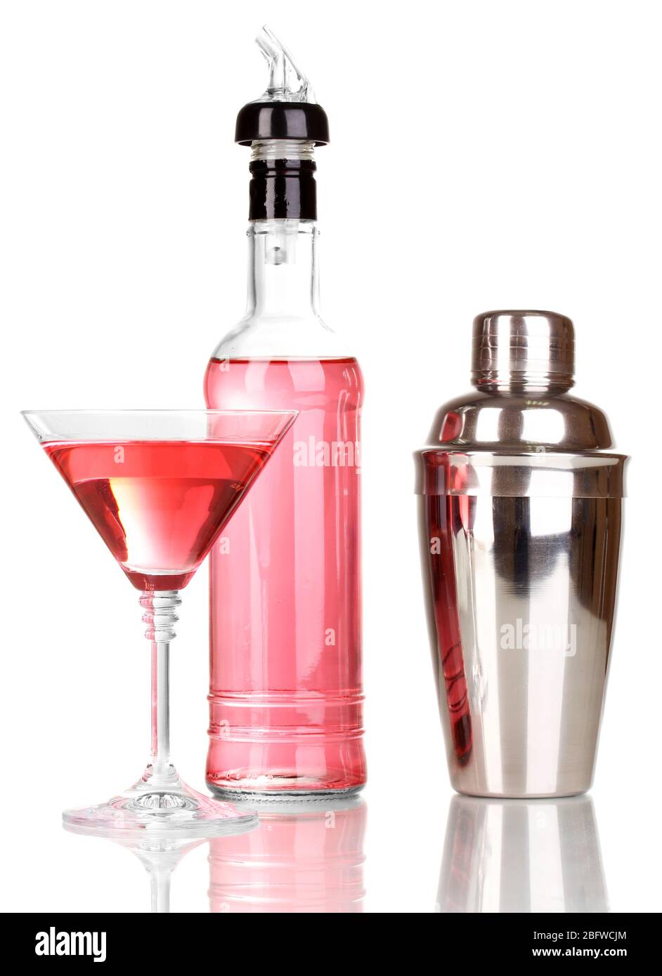Tasty pink cocktail isolated on white Stock Photo - Alamy