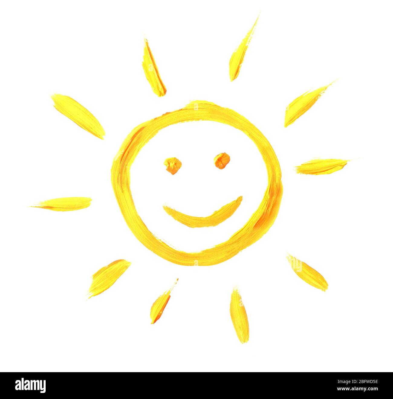 bright sun painted isolated on white Stock Photo - Alamy