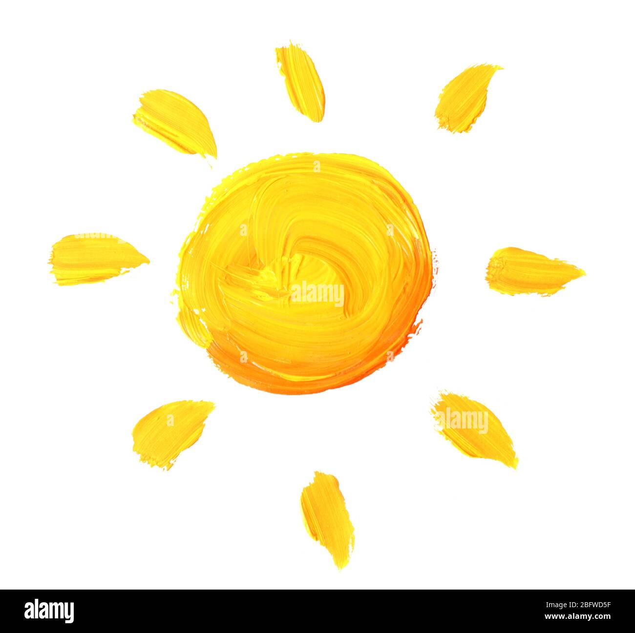 bright sun painted isolated on white Stock Photo - Alamy
