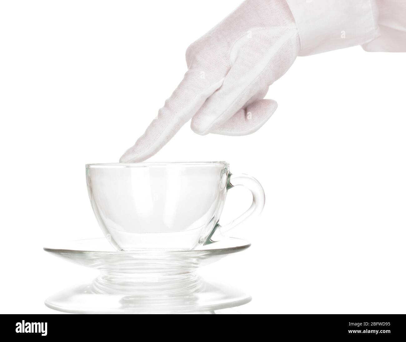 Female hand checking cleanliness isolated on white Stock Photo - Alamy