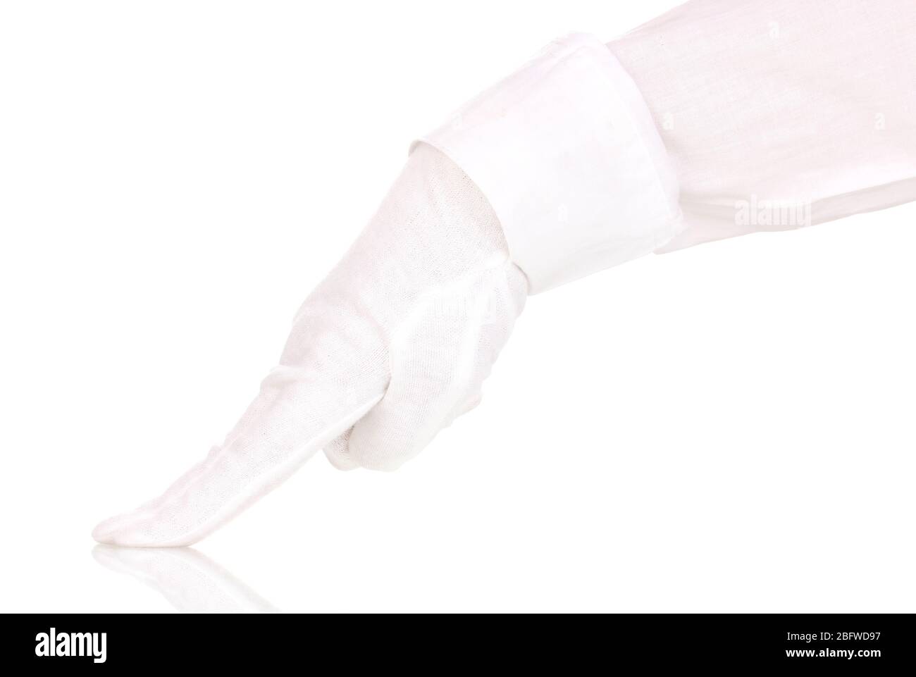 Female hand checking cleanliness isolated on white Stock Photo - Alamy