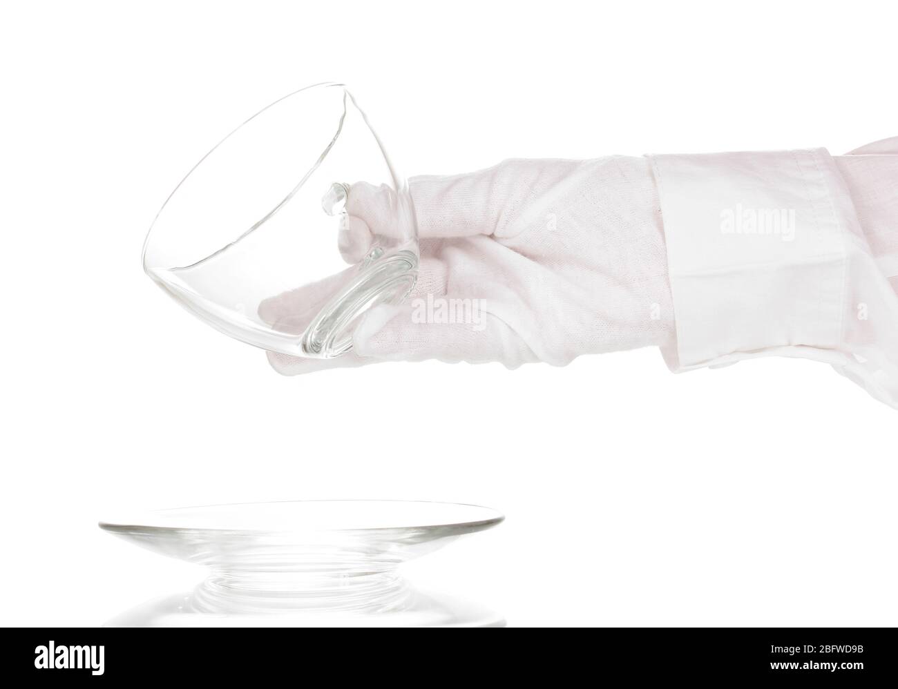 Female hand checking cleanliness isolated on white Stock Photo - Alamy