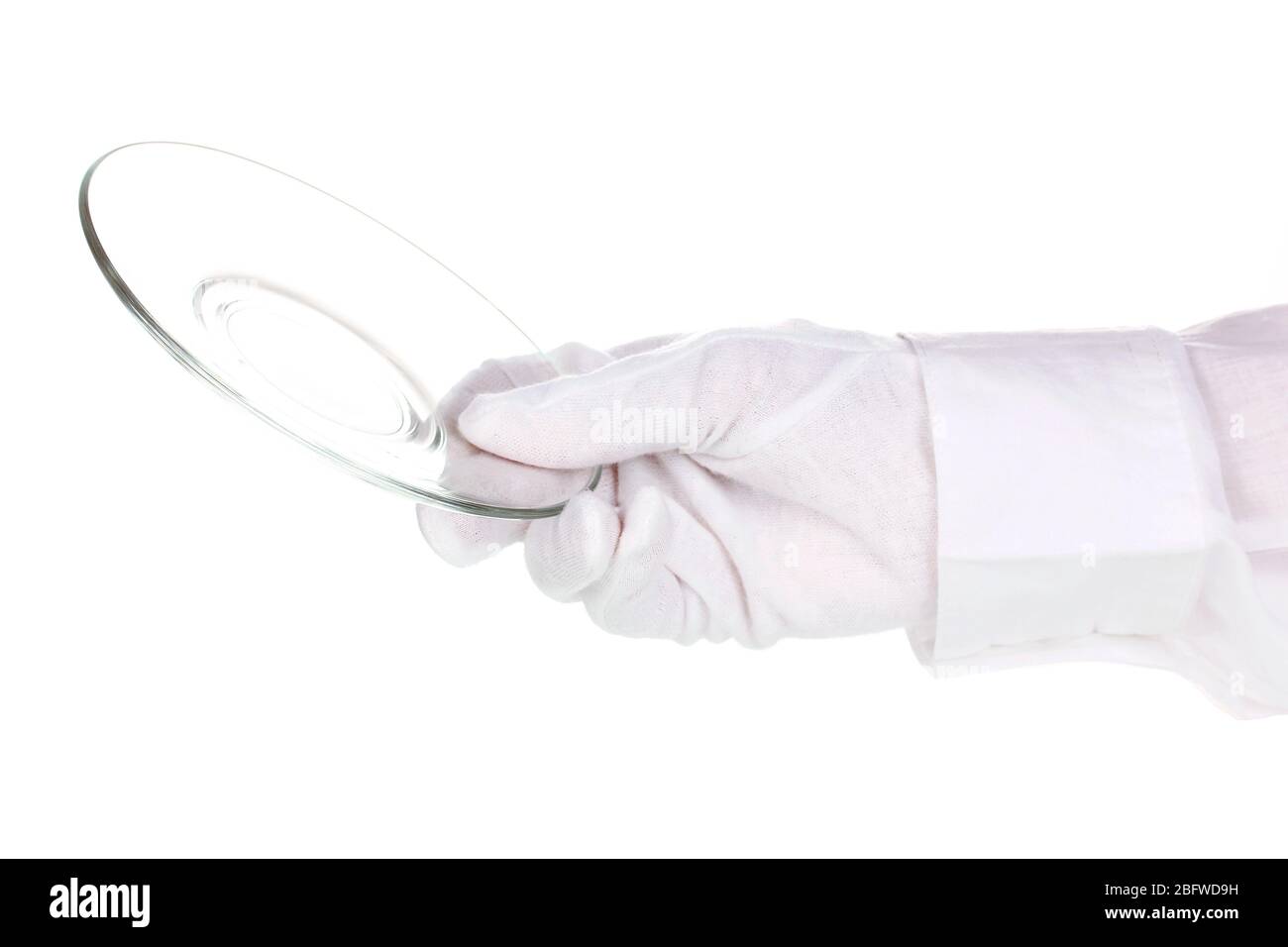 Female hand checking cleanliness isolated on white Stock Photo - Alamy