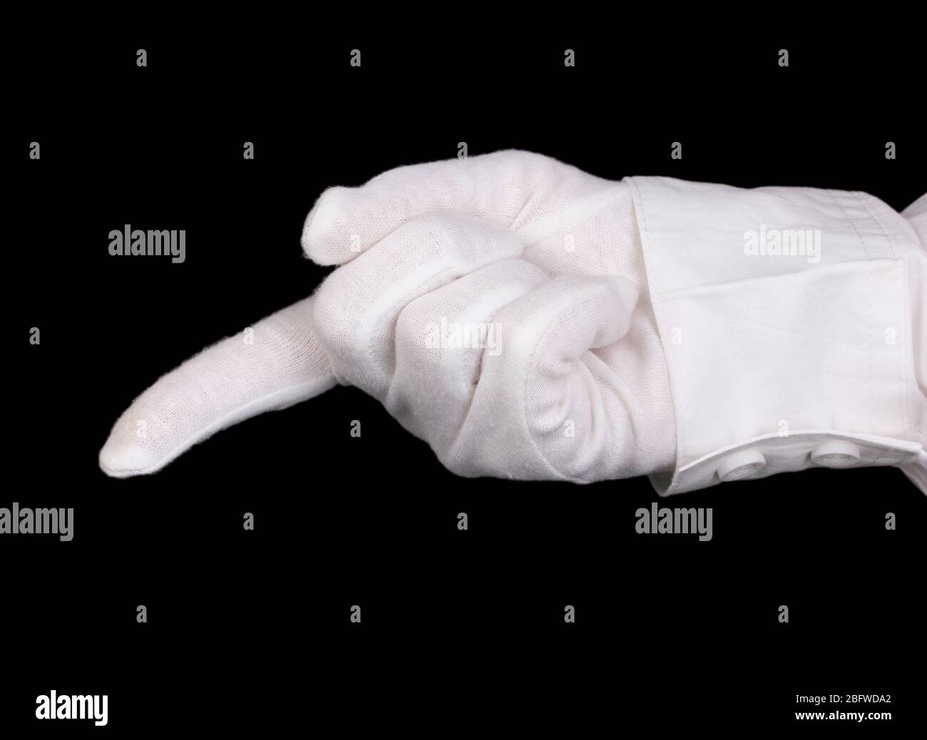 Female hand checking cleanliness isolated on black Stock Photo - Alamy