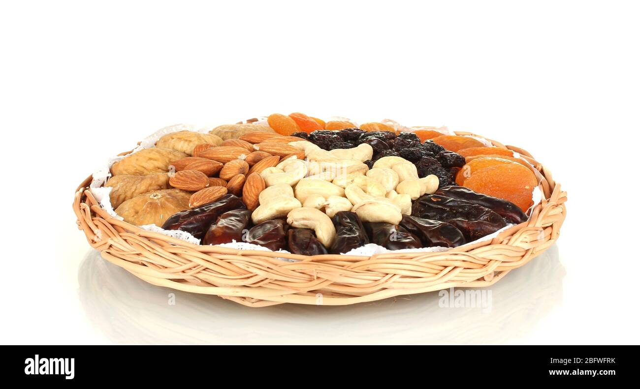 different dried fruits isolated on white Stock Photo - Alamy
