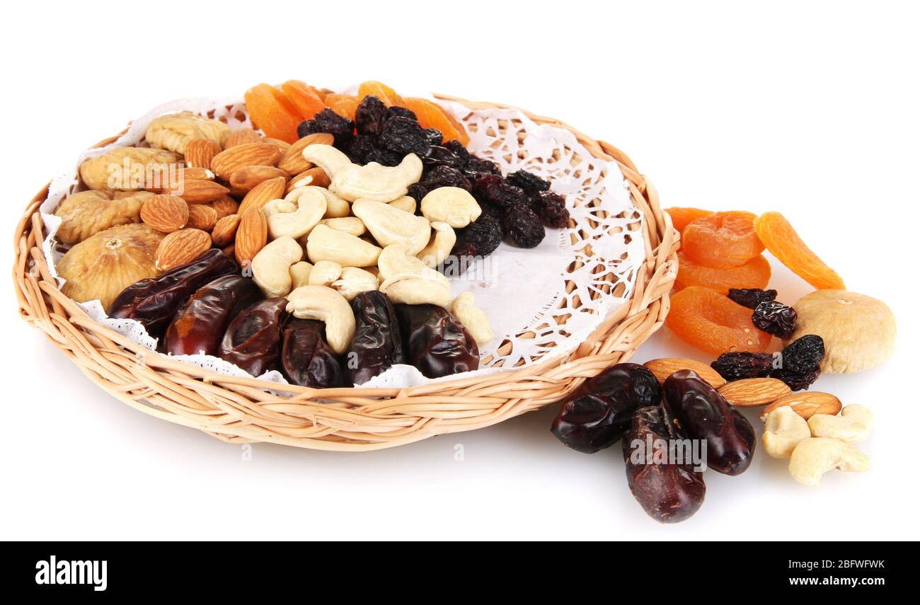 different dried fruits isolated on white Stock Photo - Alamy