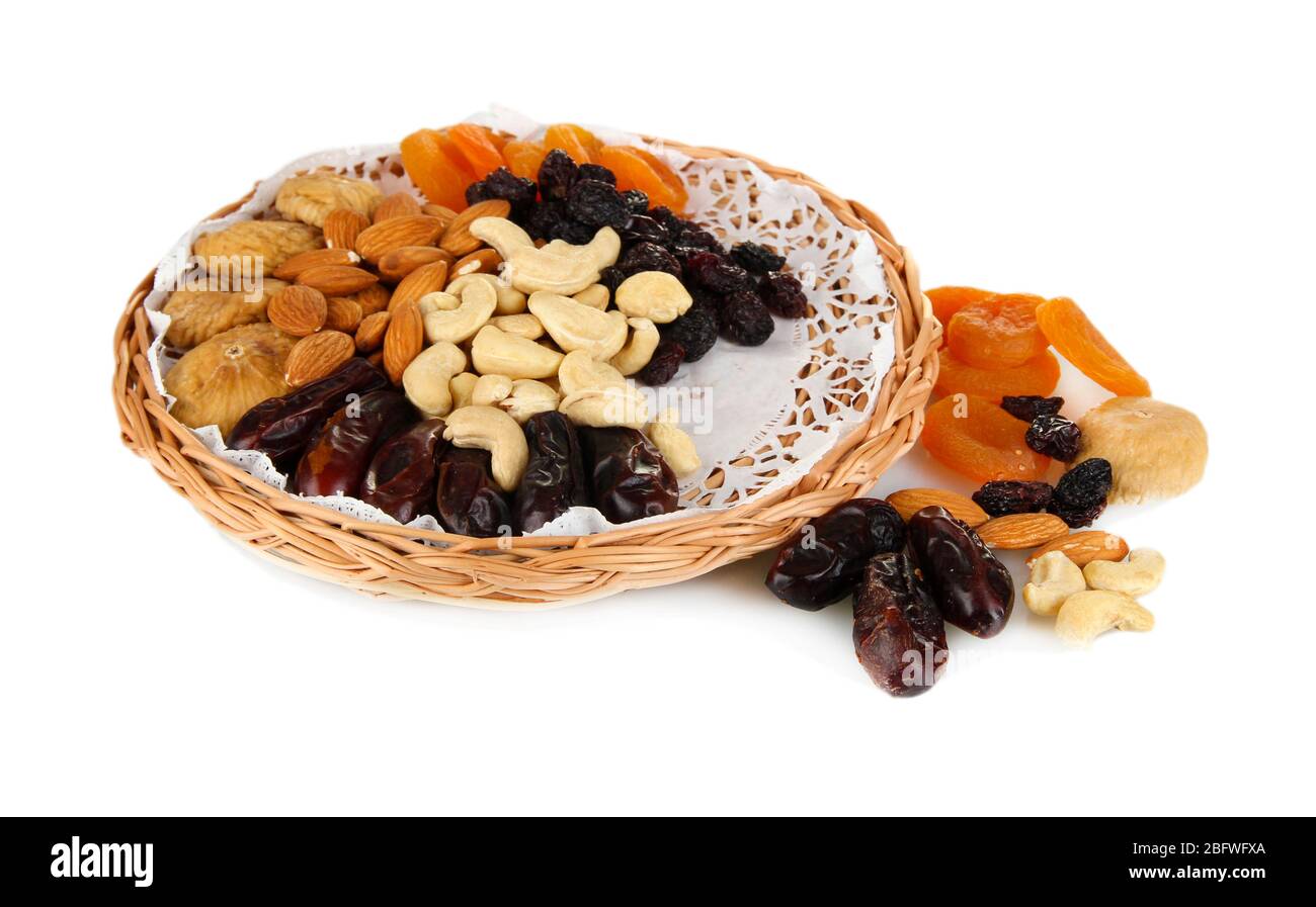 different dried fruits isolated on white Stock Photo - Alamy