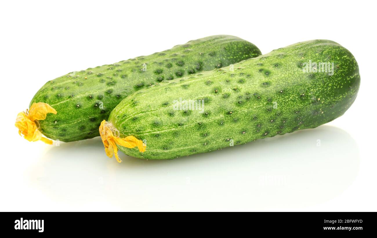 Fresh cucumbers isolated on white Stock Photo - Alamy