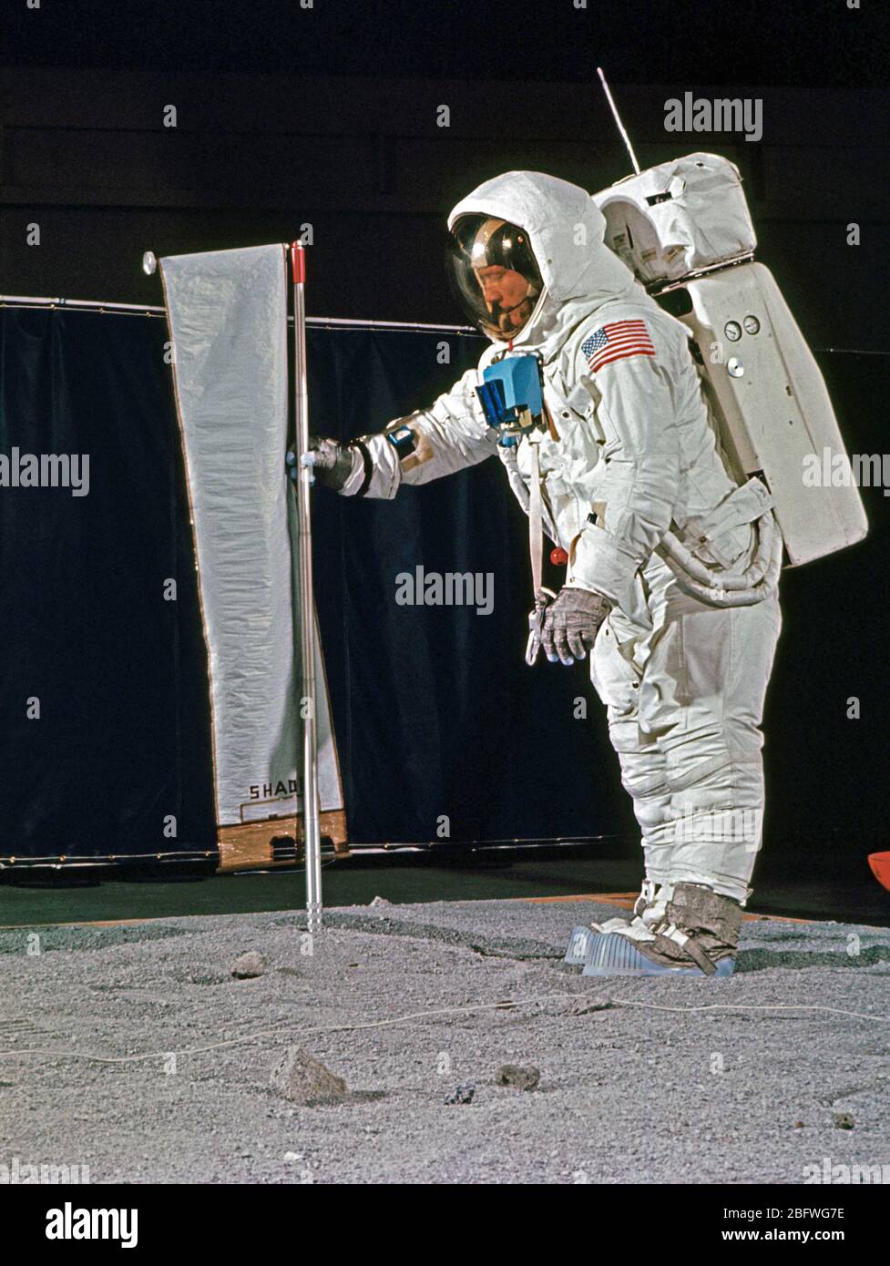 Astronaut Edwin E. Aldrin Jr., wearing an Extravehicular Mobility Unit ...