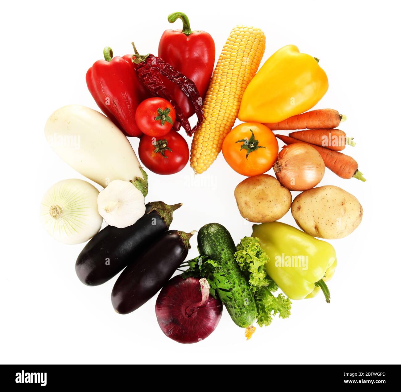 Bright colorful vegetables isolated on white background Stock Photo - Alamy