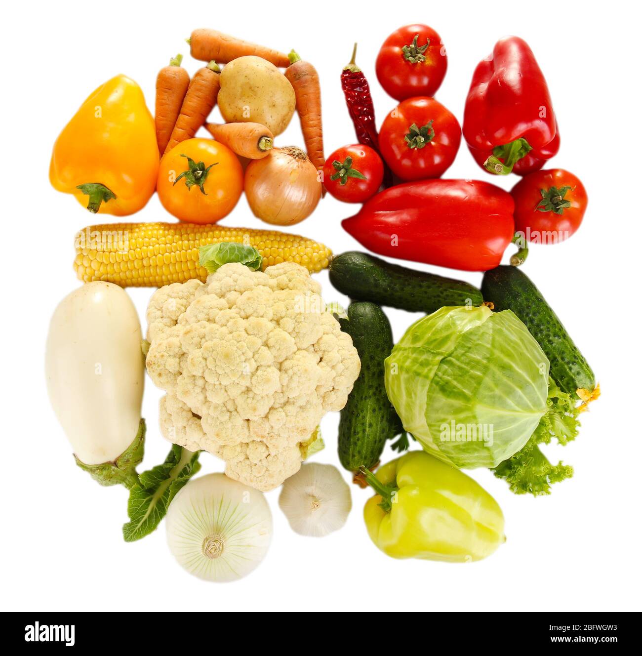 Bright colorful vegetables isolated on white background Stock Photo - Alamy