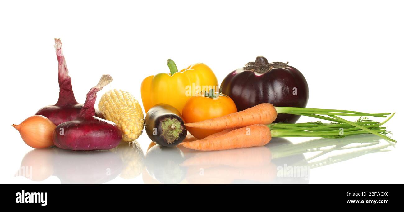 Colorful fresh vegetables isolated on white Stock Photo - Alamy