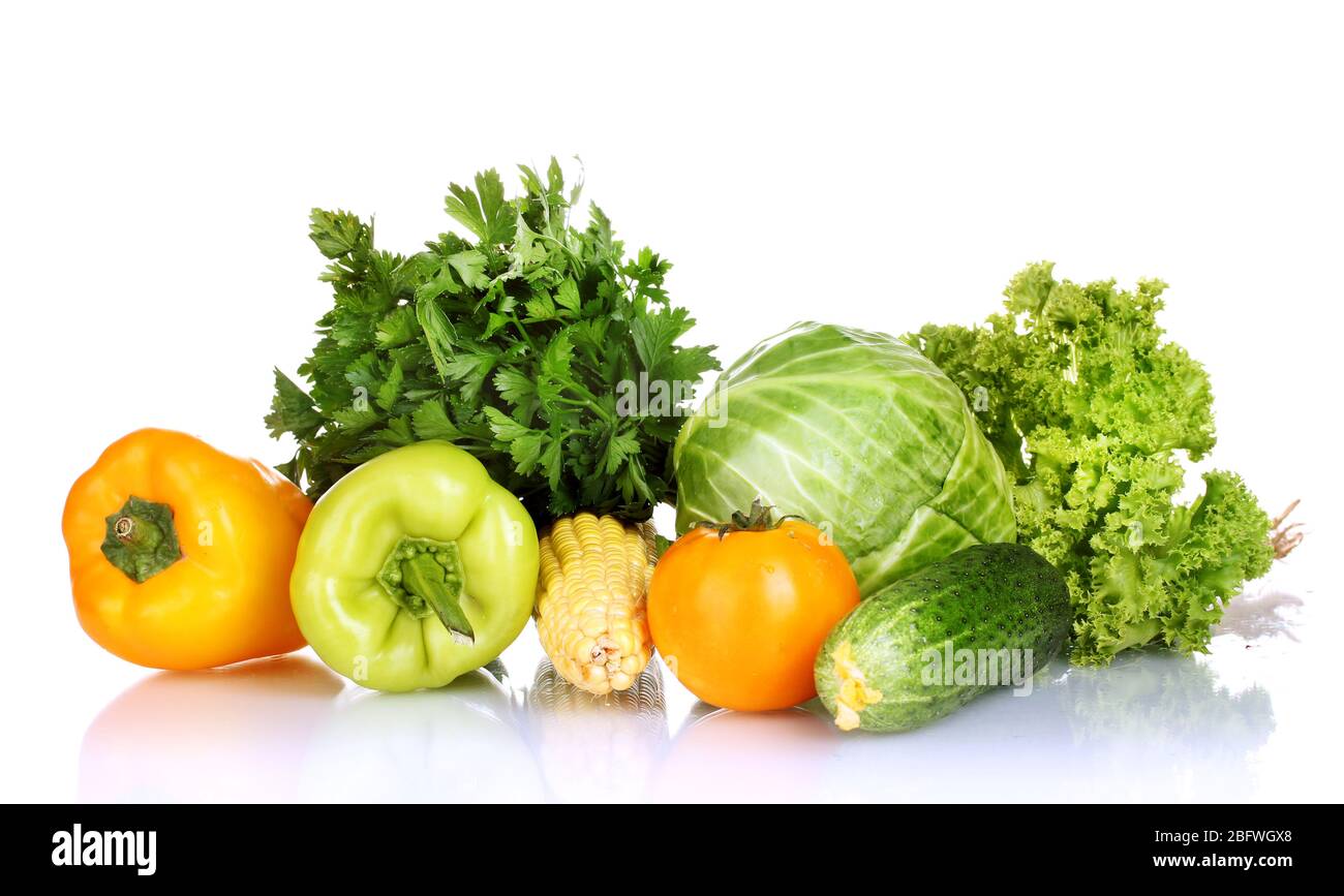 Colorful fresh vegetables isolated on white Stock Photo - Alamy