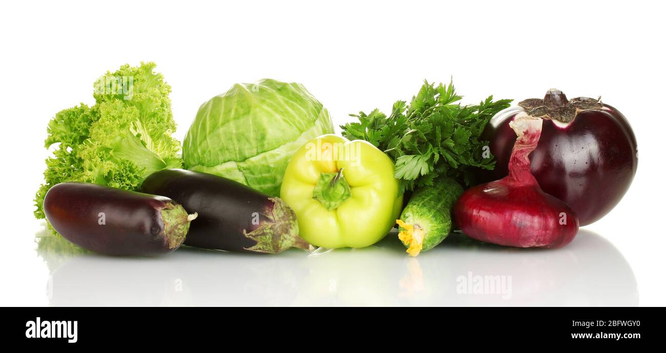 Colorful fresh vegetables isolated on white Stock Photo - Alamy