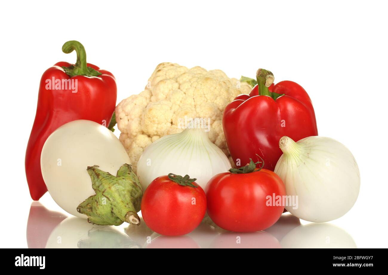 Colorful fresh vegetables isolated on white Stock Photo - Alamy