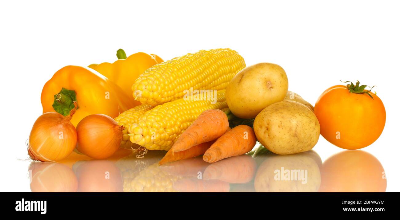 Yellow vegetables isolated on white Stock Photo - Alamy